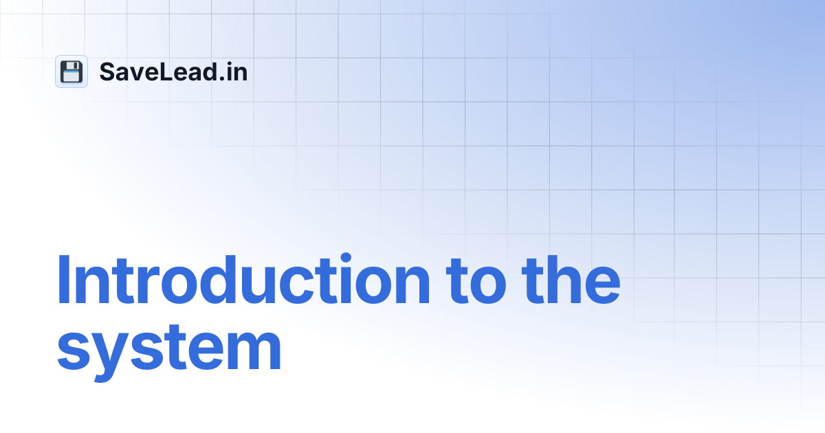Introduction to the system | SaveLead.in